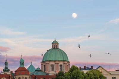 'Dome of St Francis of Assisi Church at dusk, UNESCO world Heritage Site, Old Town, Prague ...