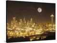 Moonrise over Nighttime Seattle, Washington, Usa Photographic Print ...