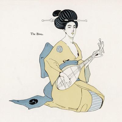 'Japanese Musician Plays the Biwa Which Resembles the Western Lute ...