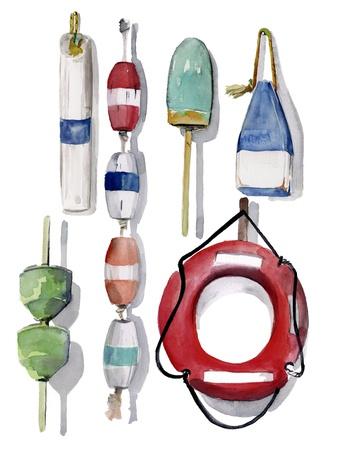 'Watercolor Buoys II' Poster - Jennifer Parker | AllPosters.com