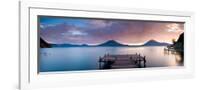 'Jetty in a Lake with a Mountain Range in the Background, Lake Atitlan ...