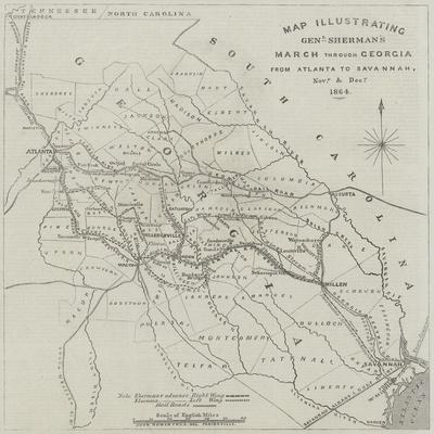'Map Illustrating General Sherman's March Through Georgia from Atlanta ...