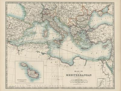'Johnston's Map of the Mediterranean' Posters - Johnston | AllPosters.com