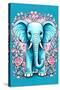 'Blue Elephant and Roses Canvas Wall Art' Stretched Canvas Print - Tabz ...