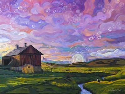 'Barn With Pink Sky' Posters - Julie Pace Hoff | AllPosters.com