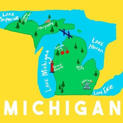 Michigan Fun Map Prints - Kali Wilson | AllPosters.com
