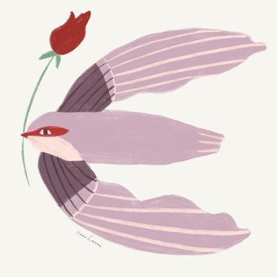 Mauve Bird with Red Rose Giclee Print - Karin Lauria | AllPosters.com