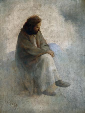 Self-Portrait as Christ, by Diefenbach, Karl Wilhelm (1851-1913). Oil ...