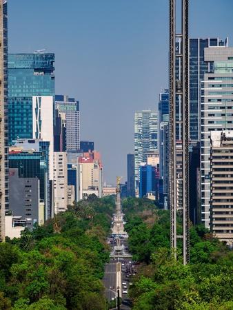 Paseo de la Reforma seen from Chapultepec Castle, elevated view, Mexico ...
