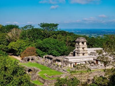 The Palace, elevated view, Palenque Archaeological Site, Palenque ...
