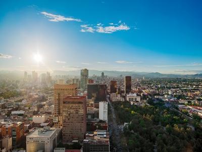 'View over Alameda Central towards High-rise buildings of Paseo de la ...