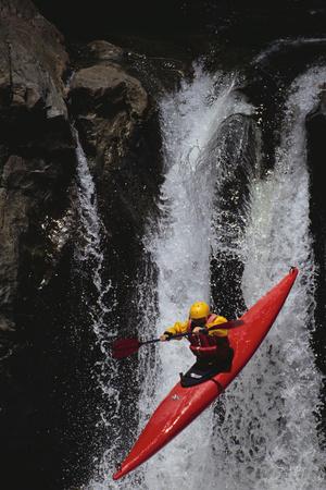 'Kayaking over a Waterfall' Photographic Print - DLILLC | AllPosters.com