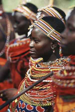 'Kenya, Samburu National Reserve, Samburu Native in Traditional Dress ...
