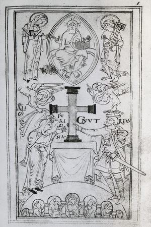 'King Canute and His Wife Emma Putting Cross on Altar, Engraving from ...