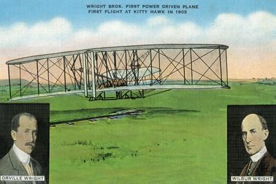 'Kitty Hawk, North Carolina - View of Wright Bros and Plane in 1903 ...