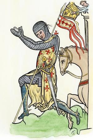 'Knight in Armor Paying Homage to His Lord, Late 1200s' Giclee Print ...