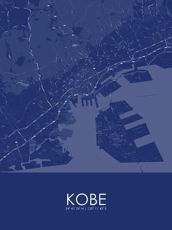 'Kobe, Japan Blue Map' Print | AllPosters.com