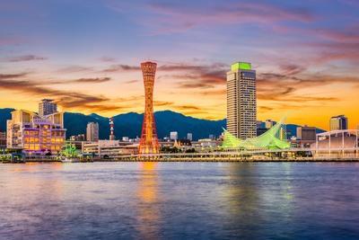 'Kobe, Japan port skyline panorama at dusk' Photo | AllPosters.com