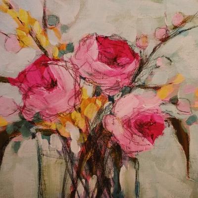 'Pink Flowers Mark Making' Posters - Kristy Andrews | AllPosters.com