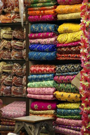 'Colorful Sari Shop in Old Delhi Market, Delhi, India' Photographic ...