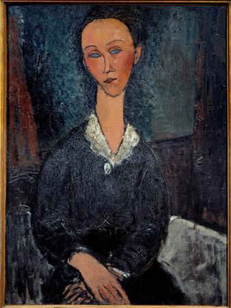 'La Woman Au Col Blanc Painting by Amedeo Modigliani (1884-1920) 20Th ...
