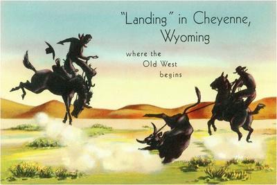 'Landing in Cheyenne, Rodeo Scenes, Wyoming' Posters | AllPosters.com