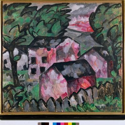 'Landscape with Red Houses Painting by Kasimir Severinovich Malevich ...