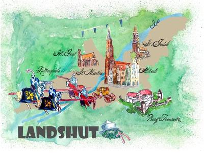 'Landshut Germany Travel Poster Favorite Map with touristic Highlights ...