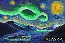 'Alaska - Cruise Ship & Glacier - Starry Night - Lantern Press Artwork ...