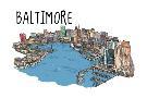 Baltimore, Maryland - Line Drawing - Lantern Press Artwork - Lantern ...