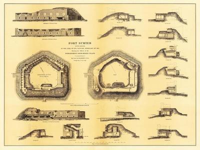 'Battle of Fort Sumter - Civil War Panoramic Map' Posters - Lantern ...