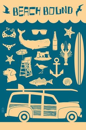 Beach Bound - Coastal Icons - Lantern Press Artwork - Lantern Press ...