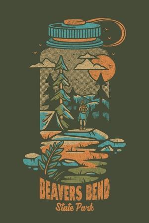 'Beavers Bend State Park, Oklahoma - Water Bottle - Distressed Vector ...