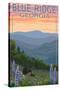 'Blue Ridge Georgia - Bear Family and Spring Flowers' Stretched Canvas ...