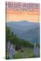 'Blue Ridge Georgia - Bear Family and Spring Flowers' Stretched Canvas ...