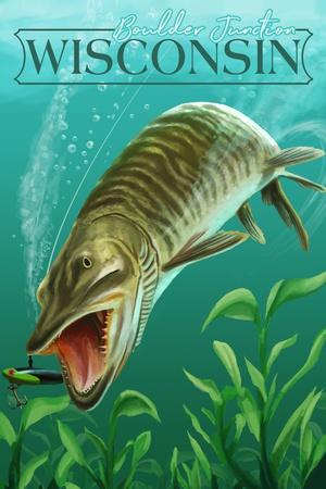 'Boulder Junction, Wisconsin - Muskie - Lantern Press Artwork' Art ...