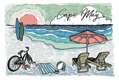 Cape May - Beach Scene - Lantern Press Artwork Prints - Lantern Press ...