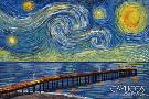 Cayucos, California - Pier - Starry Night - Lantern Press Artwork ...