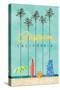Cayucos, California - Tall Palms Beach Scene - Blue Lifeguard Chair ...