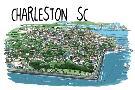 'Charleston, South Carolina - Line Drawing - Lantern Press Artwork ...