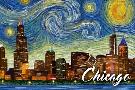 'Chicago, Illinois - Starry Night City Series - Lantern Press Artwork ...