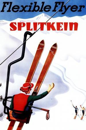 'Flexible Flyer Splitkein Wooden Skis Promotional Poster' Prints ...