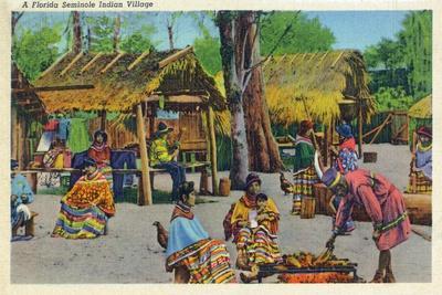 'Florida - Seminole Indian Village Scene' Posters - Lantern Press ...
