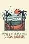 'Folly Beach, South Carolina - Palm Trees & Beach Scene - Block Lines ...