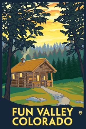 'Fun Valley, Colorado - Cabin Scene - Lantern Press Poster' Posters ...