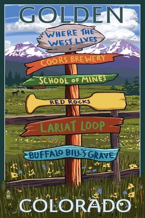 'Golden, Colorado - Sign Destinations' Poster - Lantern Press ...