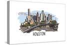 'Houston, Texas - Cityscape - Line Drawing' Stretched Canvas Print ...