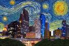 'Houston, Texas - Starry Night City Series - Lantern Press Artwork ...