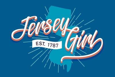 'Jersey Girl - State Outline - Blue - Lantern Press Artwork' Prints ...