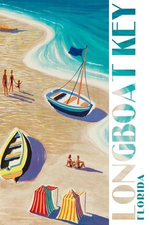 Longboat Key, Florida - Vintage Beach Scene - Lantern Press Artwork ...